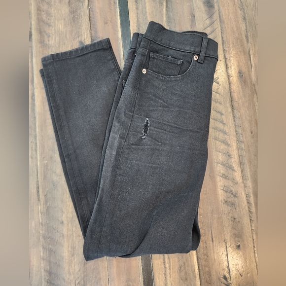 Express | Jeans | Express Slim Super High Rise Black Distressed ...